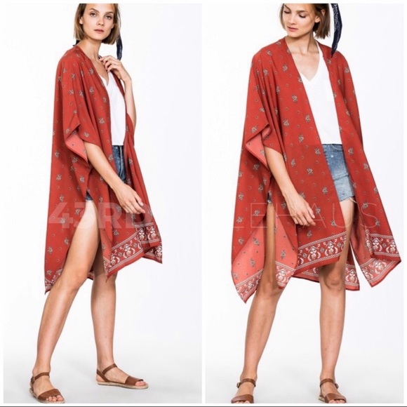January Summer | Tops | Rust Print Kimono | Poshmark